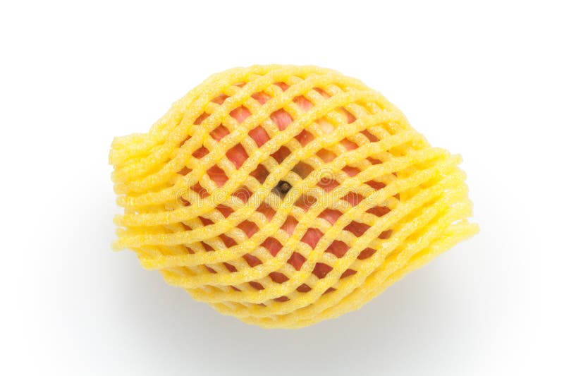 Red Apple in Protection Packaging Net Stock Photo - Image of plastic ...