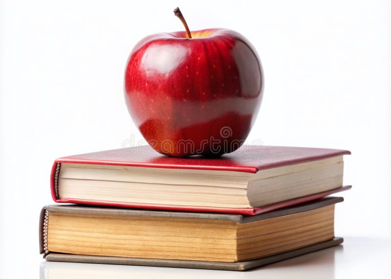 A Red Apple Resting on a Stack of Books Inspiring Imagery for ...