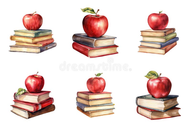 Red Apple Rests on Vintage Book Covers, Inspiring Learning Stock Image ...
