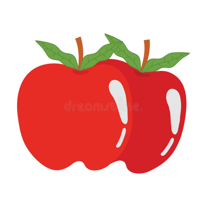Red Apple Ripe Fresh Fruits Vector Illustration Stock Vector ...