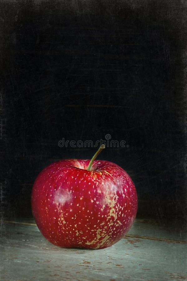 Red Apple on Rustic Background Stock Image - Image of background ...