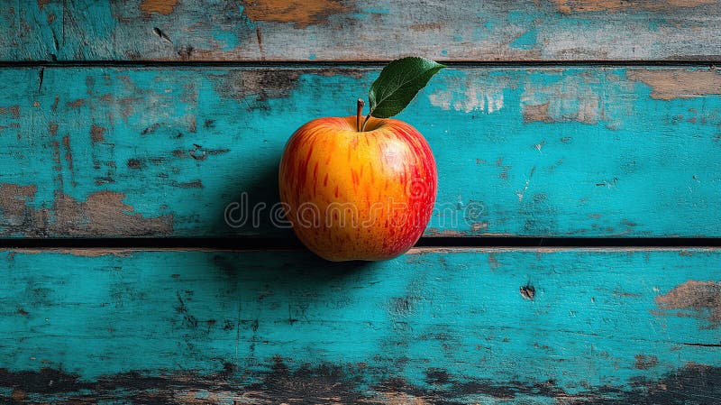 Red Apple Rustic Wood Background Healthy Food Stock Illustration ...