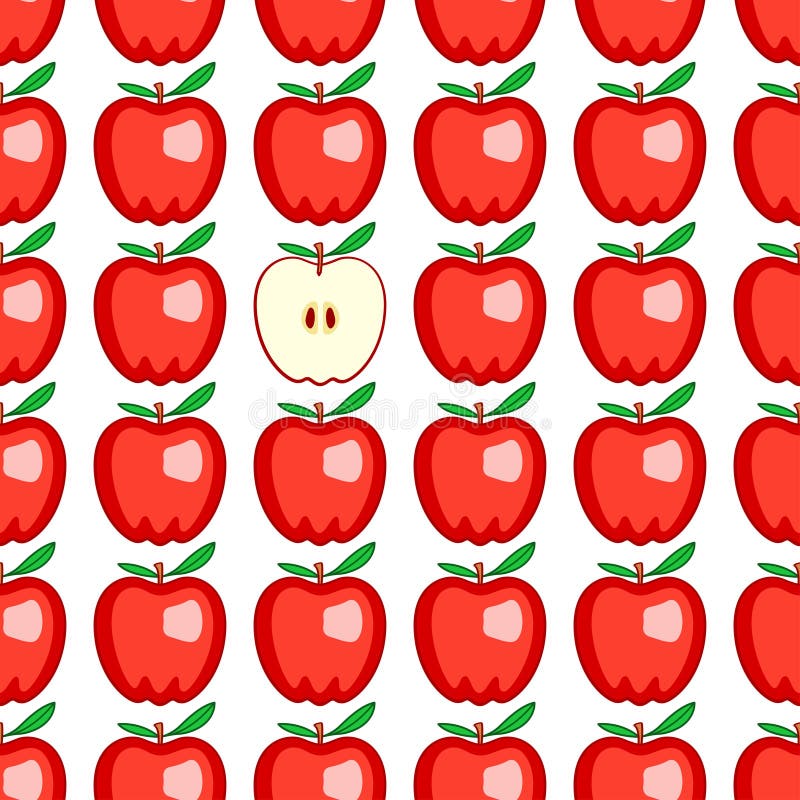 Red apple seamless pattern stock vector. Illustration of fruit - 92612879