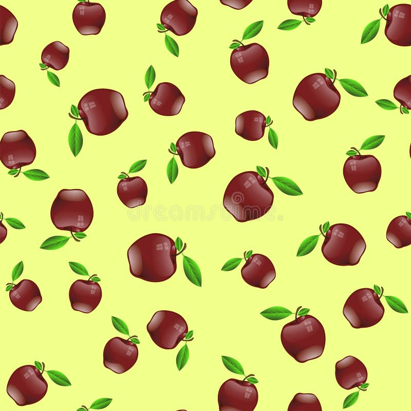 Red Apple Seamless Random Pattern Stock Vector - Illustration of ...