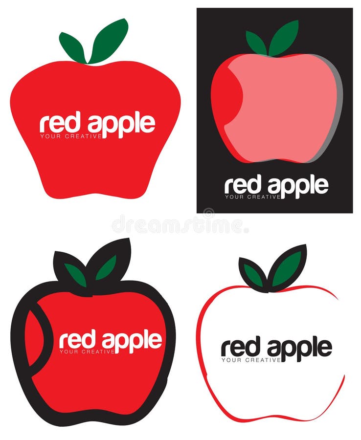 Red Apple Signs Logo Set stock illustration. Illustration of commercial ...