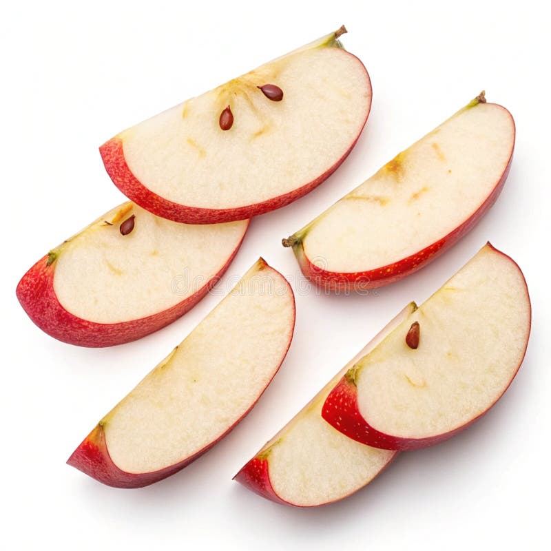 Red Apple Slices Isolated on White Background Stock Illustration ...