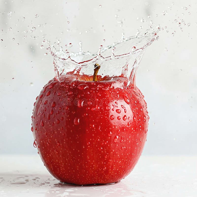 Red Apple Splash Refreshing Burst of Flavor AI-GENERATED Stock Photo ...