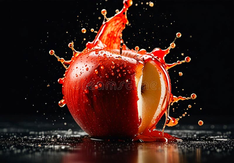 Red apple splash in water stock illustration. Illustration of white ...