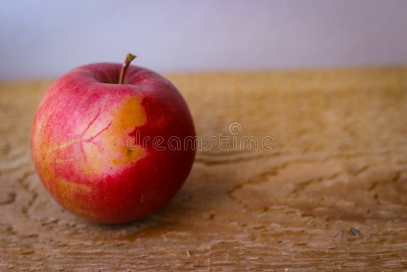 Red Apple Stand on a Wooden Surface Stock Image - Image of food, nature ...