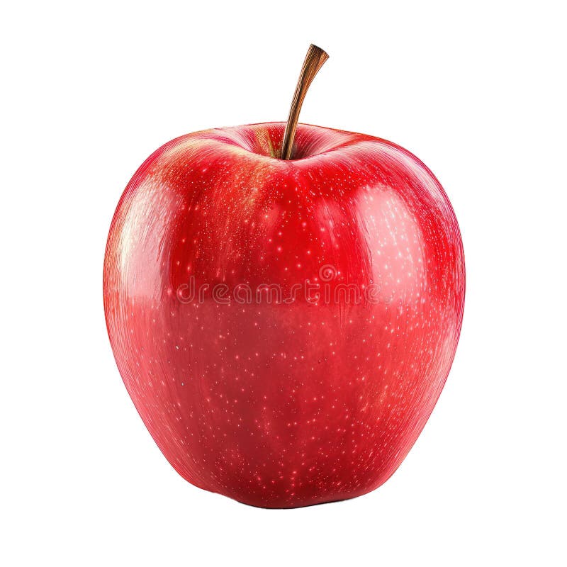 Red Apple Standing on White Background Showing Small Details Stock ...