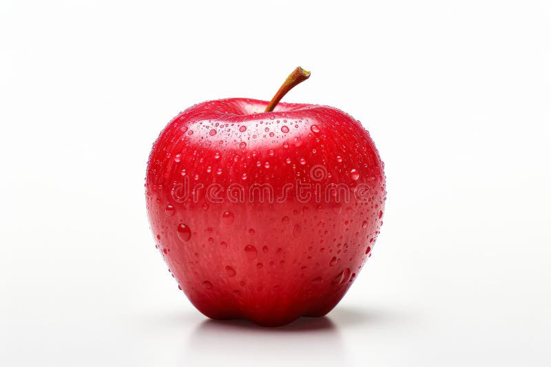 Red Apple with a Stem is Sitting on a White Background Stock Image ...