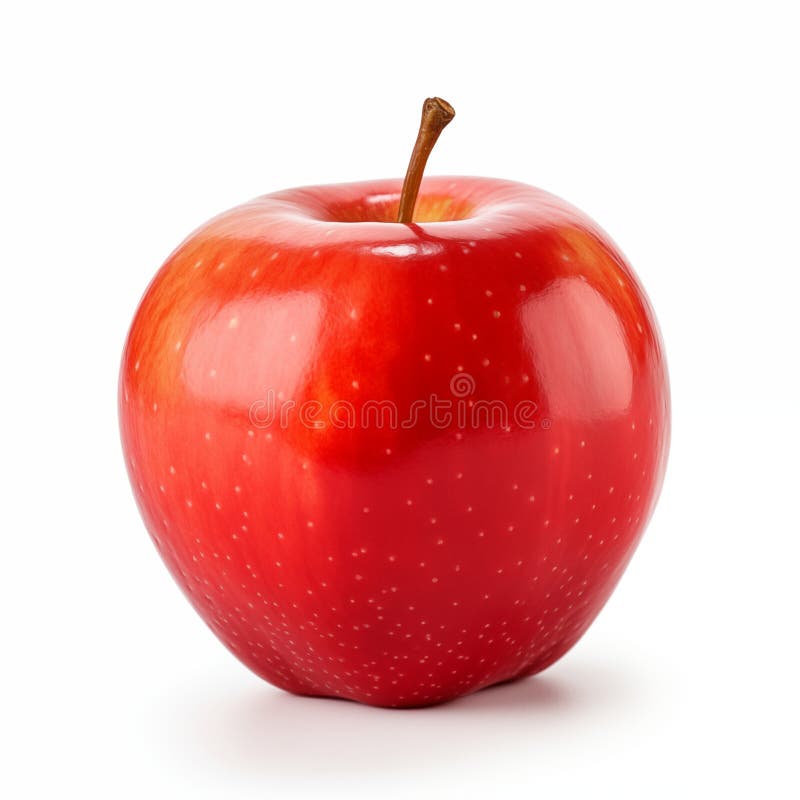 Red Apple with Stem on White Background Stock Illustration ...