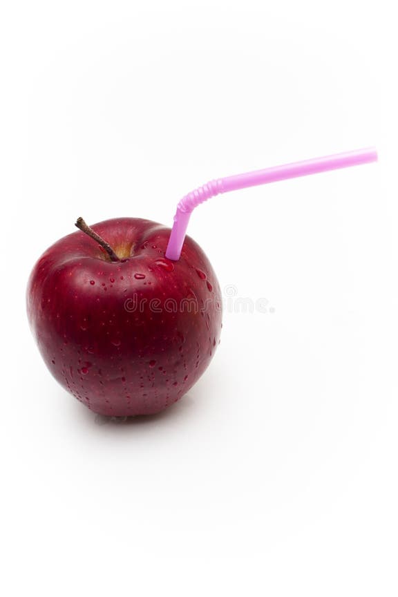 Red apple with straw stock photo. Image of fresh, 21st - 12733960