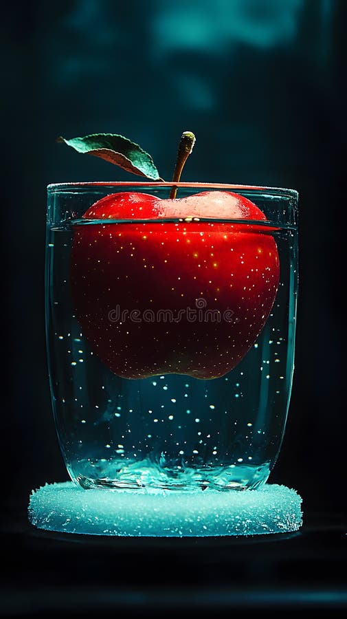 Red Apple Submerged in Sparkling Water Stock Illustration ...