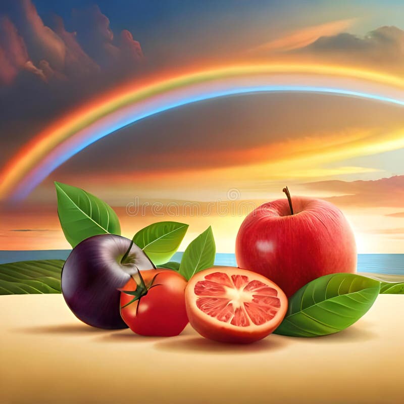 Red apple on the sunset stock illustration. Illustration of apple ...