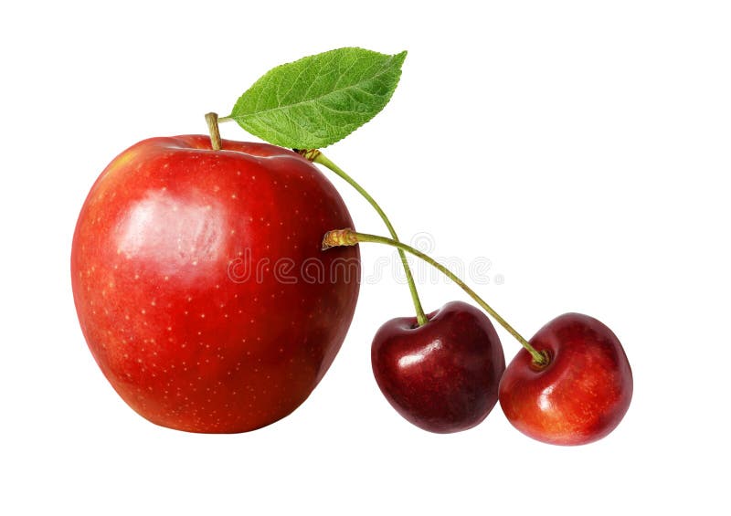 Red Apple and Sweet Cherries Stock Image - Image of freshness, health ...