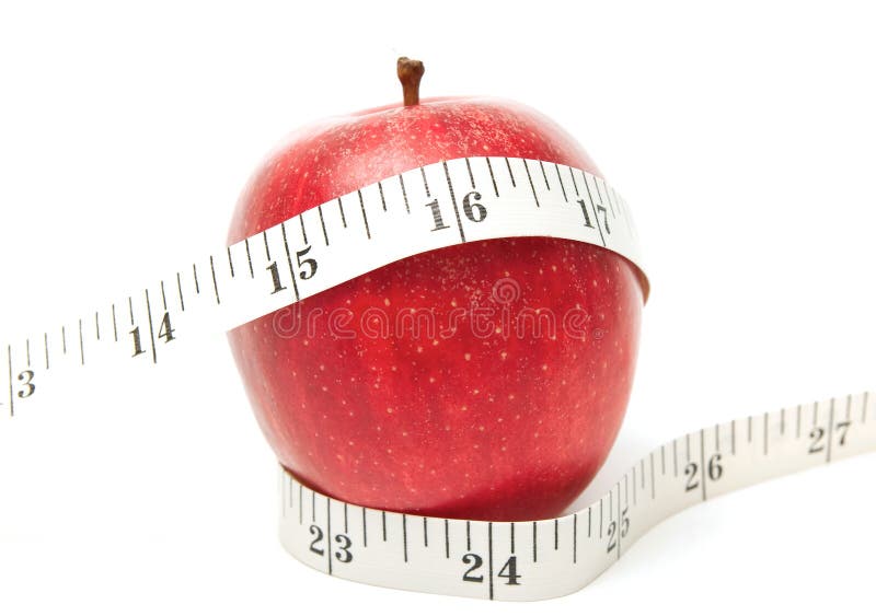 Red apple with tape stock photo. Image of snack, lose - 15200844