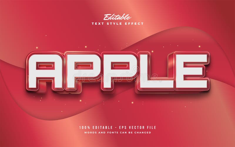 Red Apple Text Style with 3D and Embossed Effect. Editable Text Effect ...