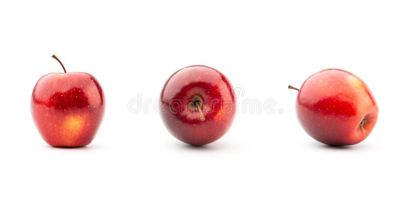 Red Apple in Three Different Views Stock Photo - Image of white, three ...
