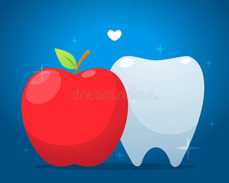 The Red Apple and the Tooth. Isolated Vector Illustration Stock ...