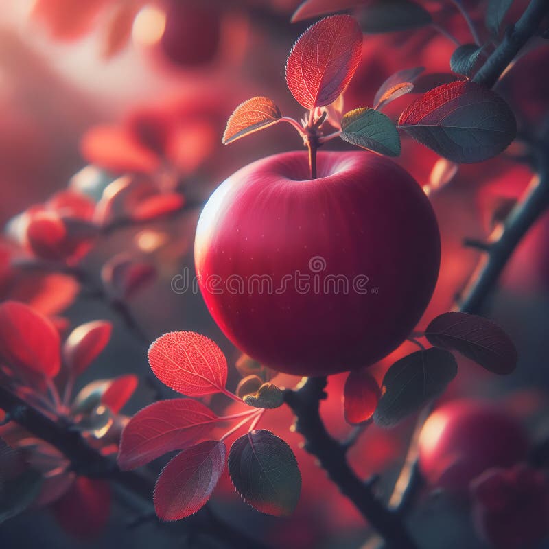 Red Apple on a Tree. Apple Garden Stock Image - Image of growth, branch ...