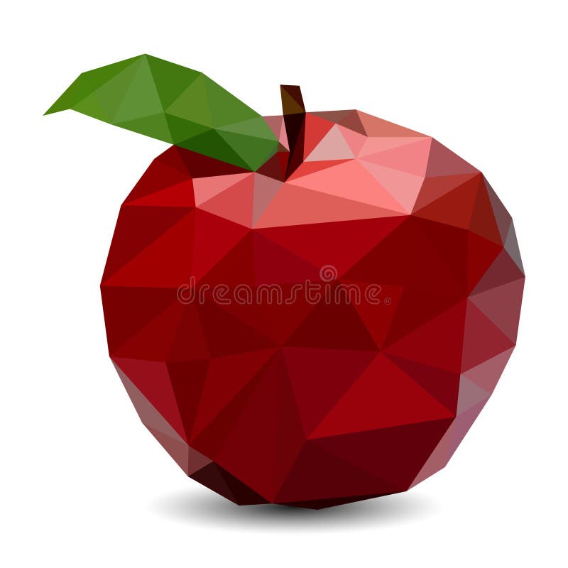 Triangulation Art Red Apple of Small Triangles Stock Vector ...