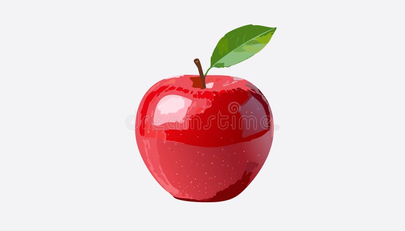 Red Apple Vector with Green Leaf and Reflection Effects. Clean ...