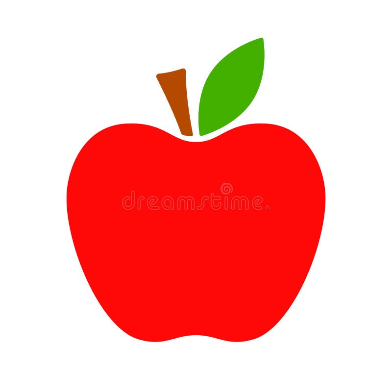Red Apple Vector Icon Apple With Green Leaf Flat Vector Illustration