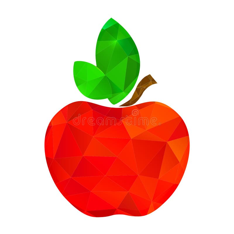 Red Apple Vector Polygon with Two Green Leaves Stock Vector ...