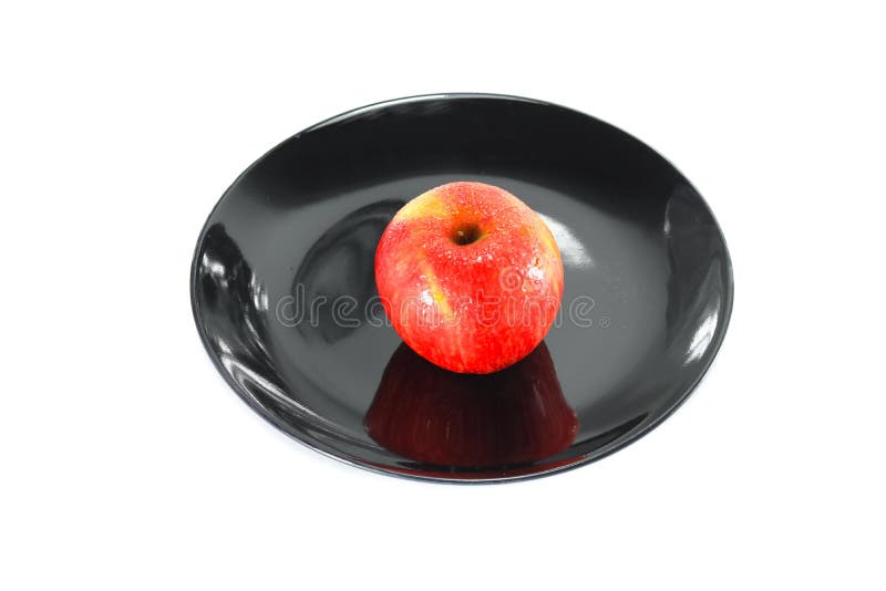 Red Apple and Water Drip on White Background Stock Photo - Image of ...
