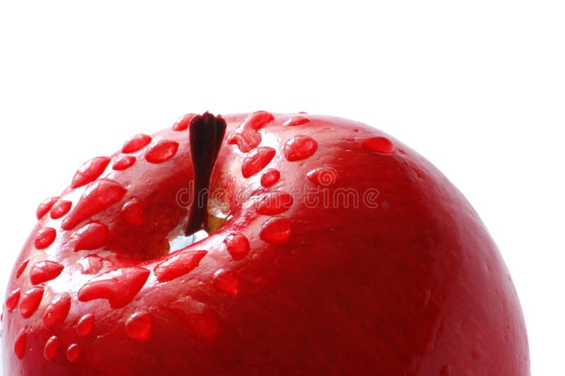 Apple with Water Drops Against Stock Image - Image of objects ...