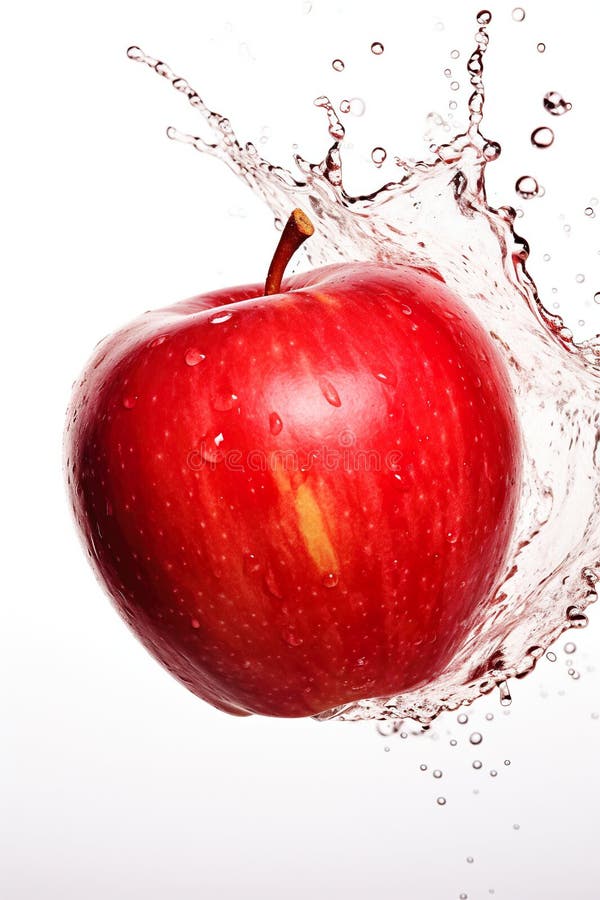 A Red Apple with Water Splashing Around it. Generative AI Image. Stock ...