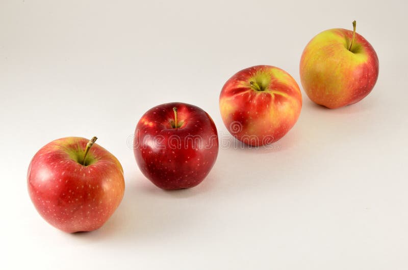 Four Red Apples on a White Background Stock Photo - Image of organic ...