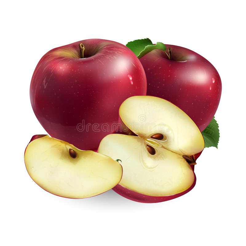 Red Apple on White Background. Watercolor Illustration Stock ...