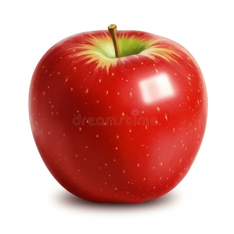 Red Apple on White Background Stock Illustration - Illustration of ...