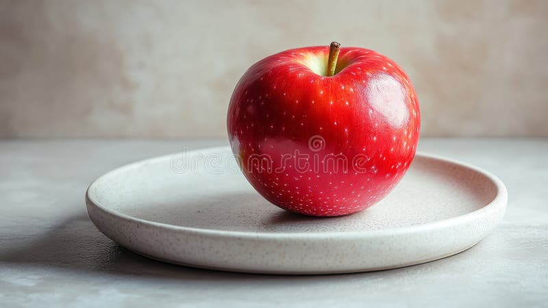 Red Apple White Plate Neutral Background Stock Photos - Free & Royalty ...