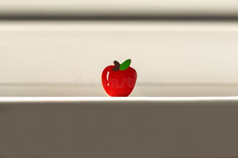 Red Apple on the Window Sill. Wooden 2D Toy Stock Image - Image of ...