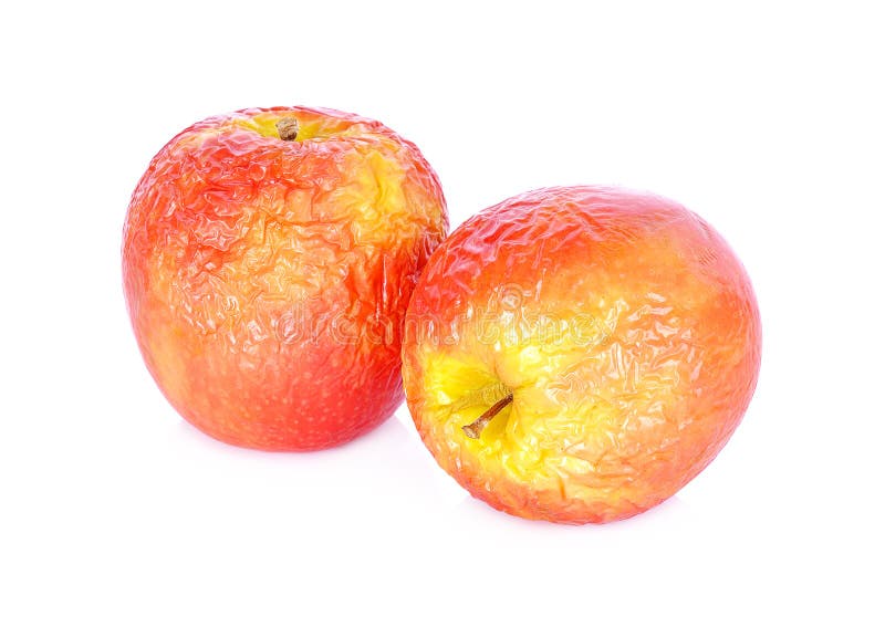 Red Apple Withered Isolated on White Background Stock Image - Image of ...