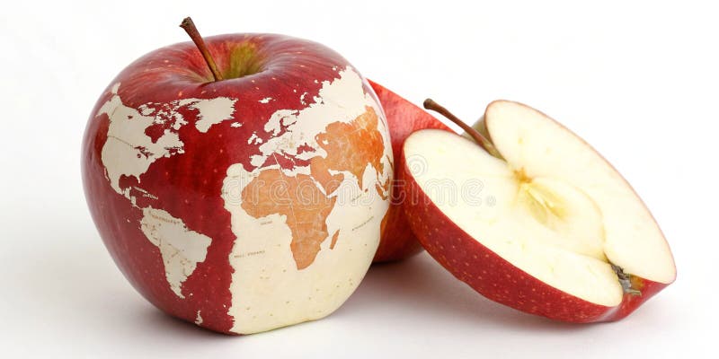 World Map on an Apple stock illustration. Illustration of design ...