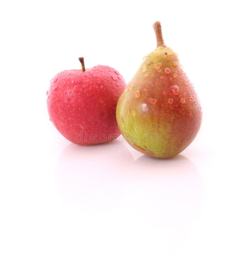 Red Apple and Yellow-green Pear Stock Photo - Image of healthy, pear ...