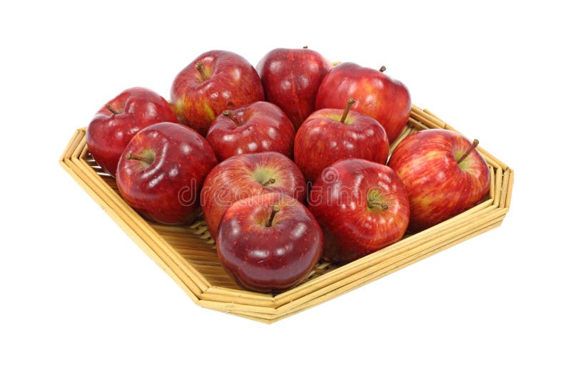 Bushel Basket Full of Red Delicious Apples Isolated on White Stock ...