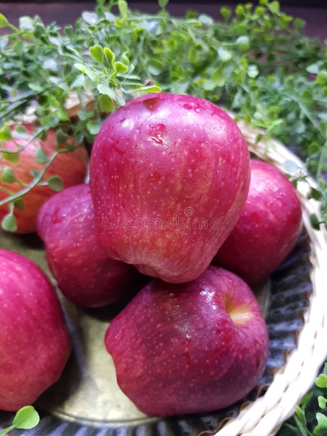 Red Apples in the Basket and Blurry Background Stock Photo - Image of ...