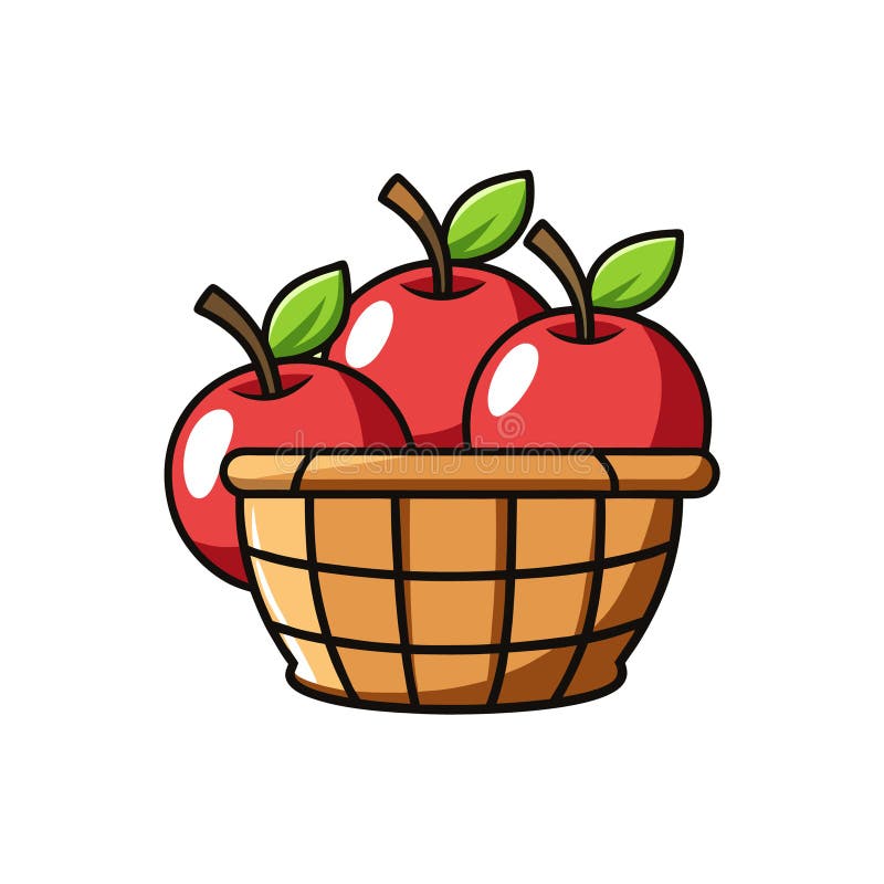 Red Apples in a Basket Fresh Fruit Still Life Stock Illustration ...