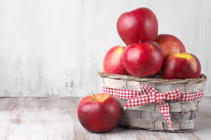 Red apples in basket stock photo. Image of apple, ripe - 62127536