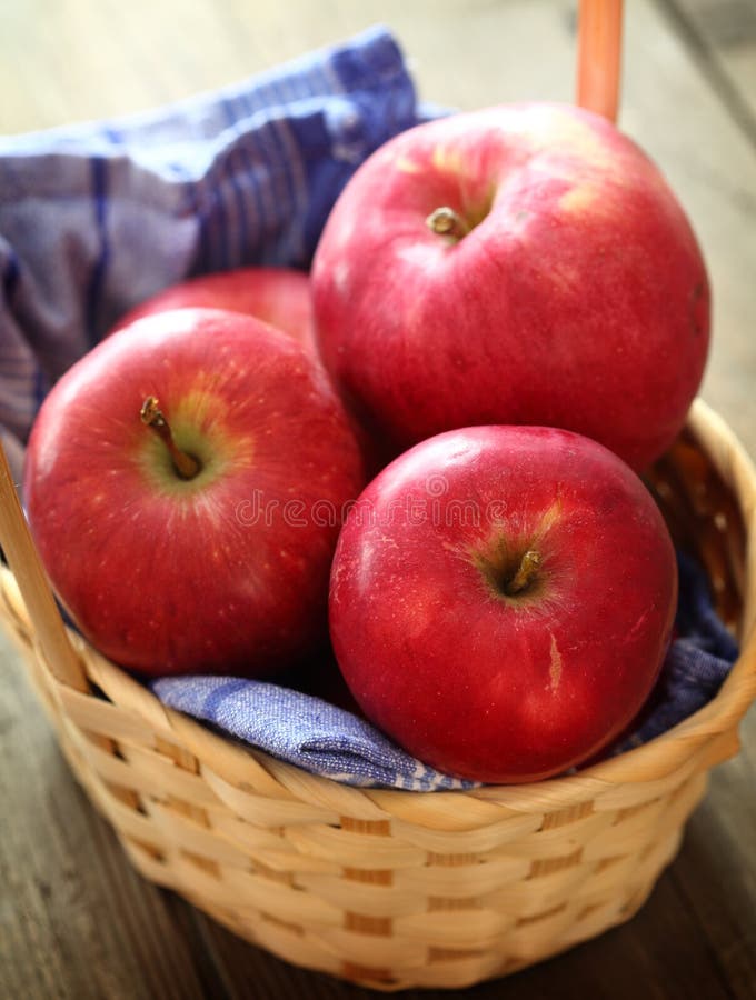 Red apples in a basket stock image. Image of season, closeup - 61349995