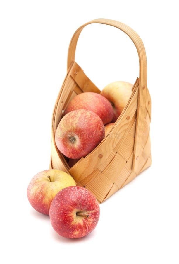 Red Apples in Birch Bark Basket Stock Photo - Image of nutrition ...