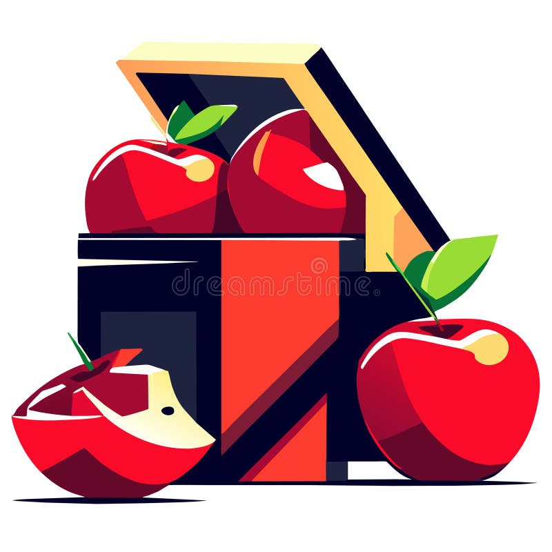 Red Apples in a Box. Vector Illustration in a Flat Style Stock Vector ...