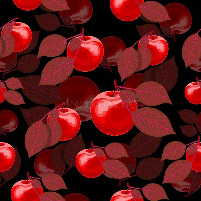Red Apples. Bright Seamless Apple Pattern. Seamless Pattern of Apples ...