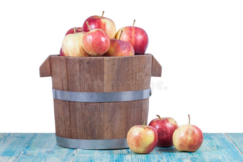 Red Apples In Wooden Bucket Stock Image - Image of vegetarian, fruit ...
