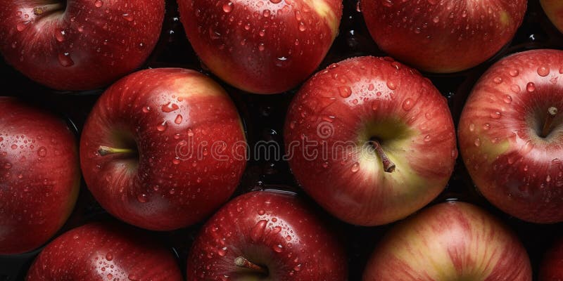 Red Apples on a Counter in the Supermarket. Banner Created with Ai ...